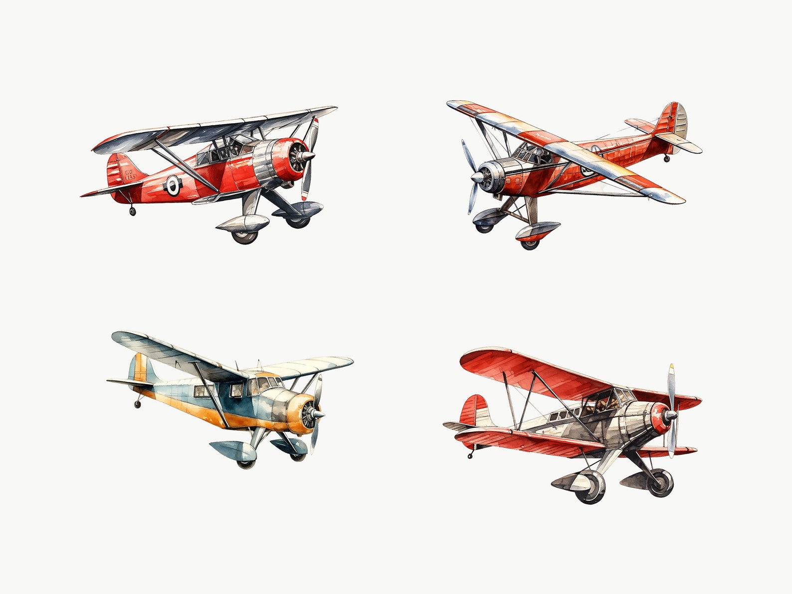 Vintage Airplane Watercolor Planes | 10 High Quality Transparent PNG ...