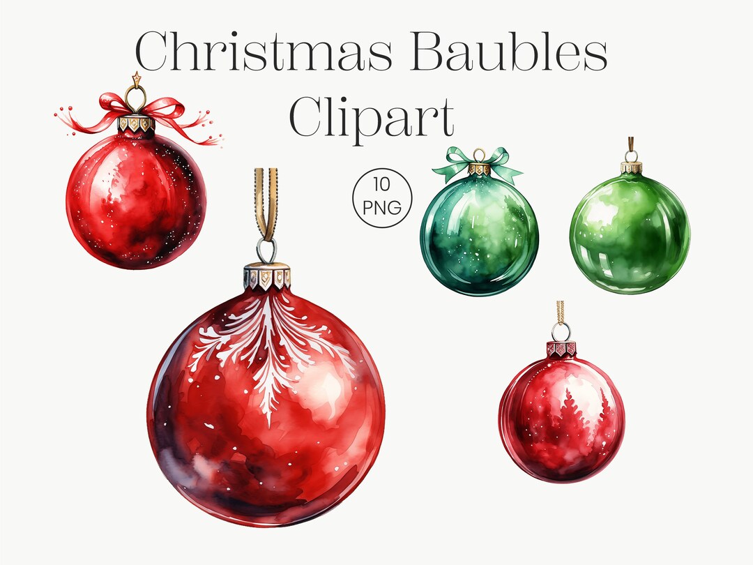 Christmas Bauble Clipart | 10 High Quality Transparent PNG | Watercolor ...
