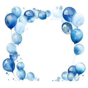 Watercolor Birthday Party Borders and Frames 10 JPG Clipart Bundle ...