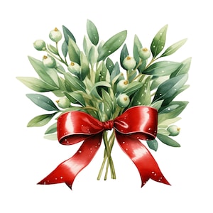 Mistletoe Clipart | 10 JPG | Watercolor Christmas Flower Clipart Jpg ...