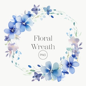 Watercolor Floral Wreath | Transparent PNG Blue Floral Wreath Clipart ...