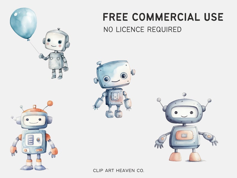 Watercolor Robot Clipart | 10 PNG | Robots Prints Kids, Boys, Mechanic ...