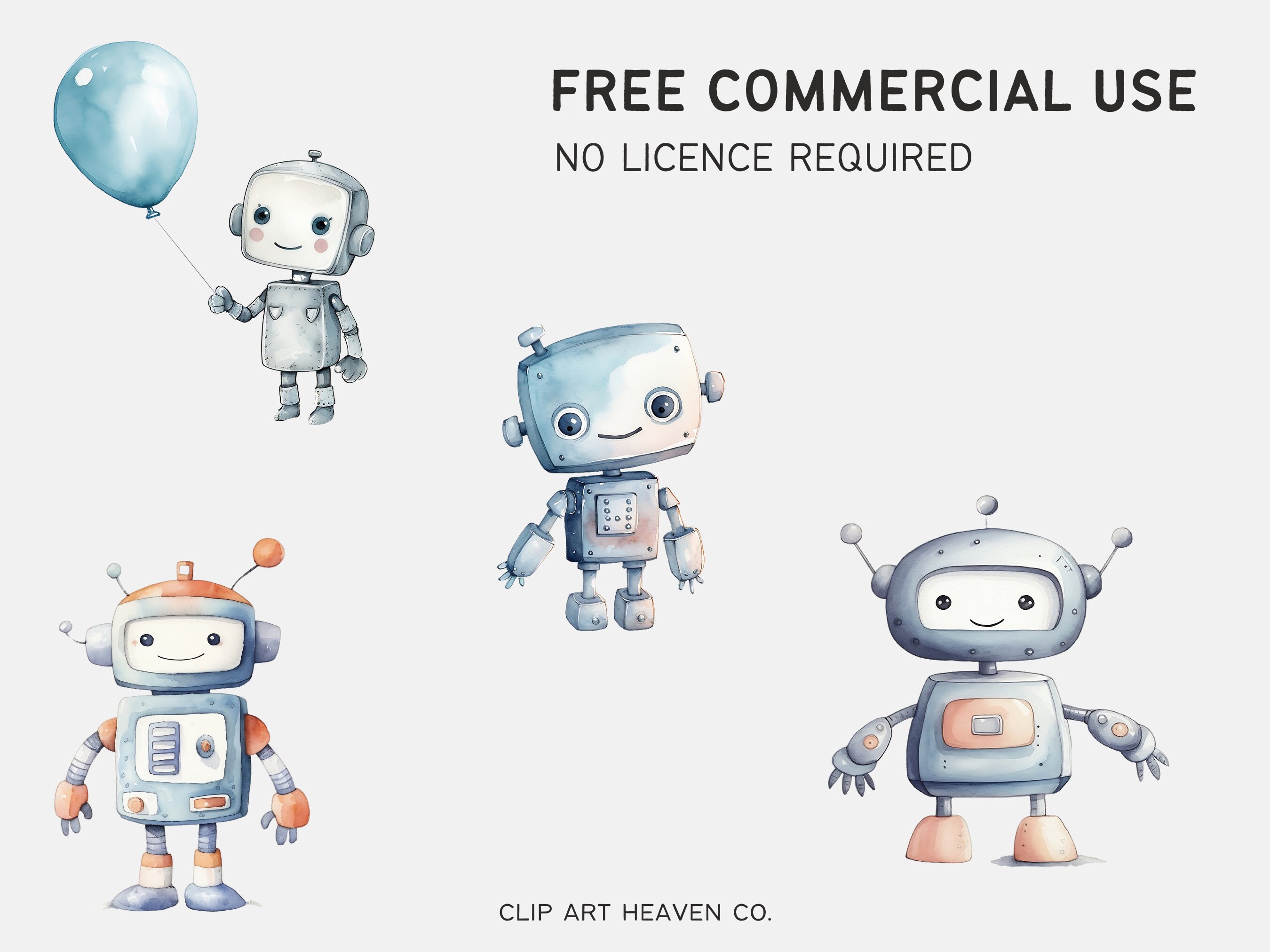 Watercolor Robot Clipart | 10 PNG | Robots Prints Kids, Boys, Mechanic ...