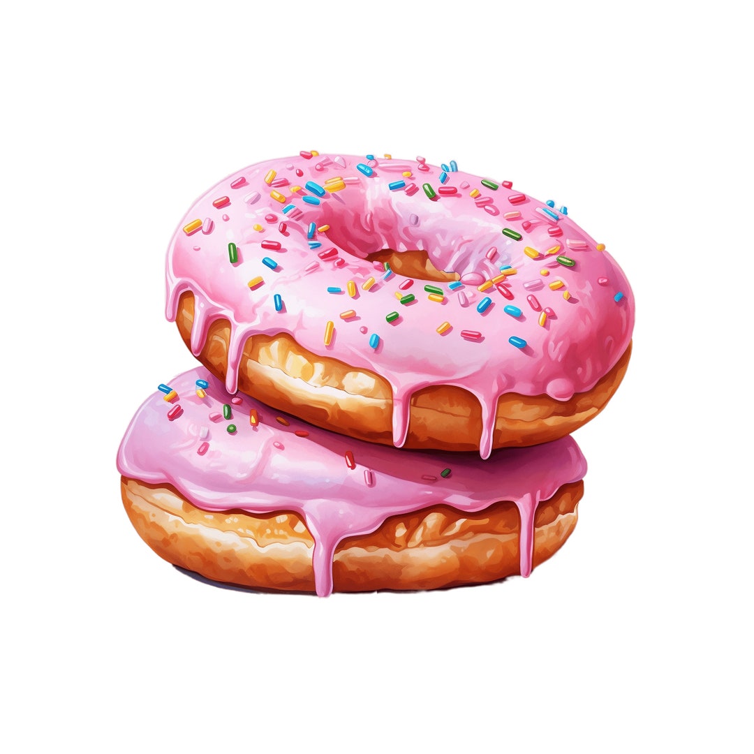 Watercolor Donut Clipart: Pink Glaze, Sprinkles (digital Download) - Etsy