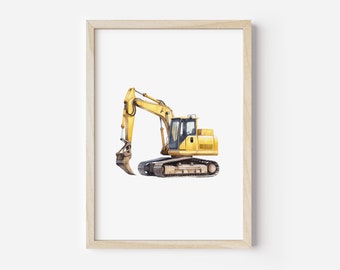 Excavator Print, Digger Print, Excavator Poster, Digger Wall Art ...