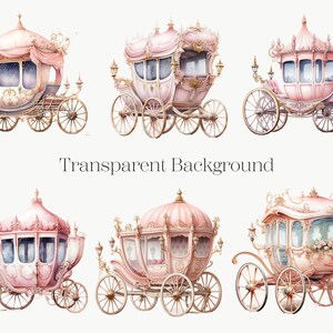 Watercolor Fairytale Carriage Clipart, 10 Transparent PNG, Princess ...