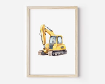 Excavator Print, Digger Print, Excavator Poster, Digger Wall Art ...