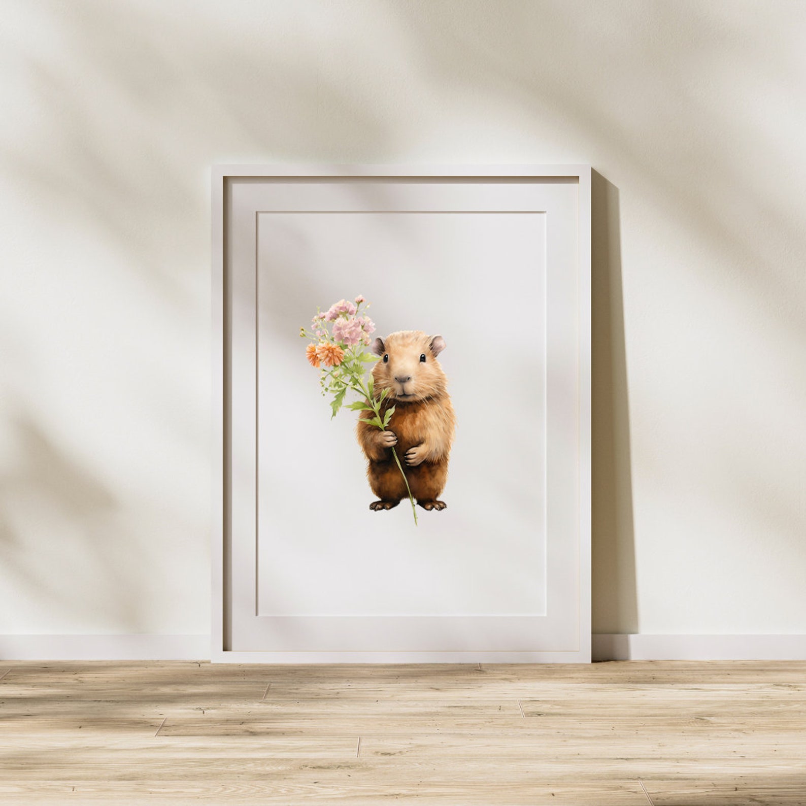 Cute Capybara Clipart, 10 PNG Cute Animal With Flowers, Floral Animal ...