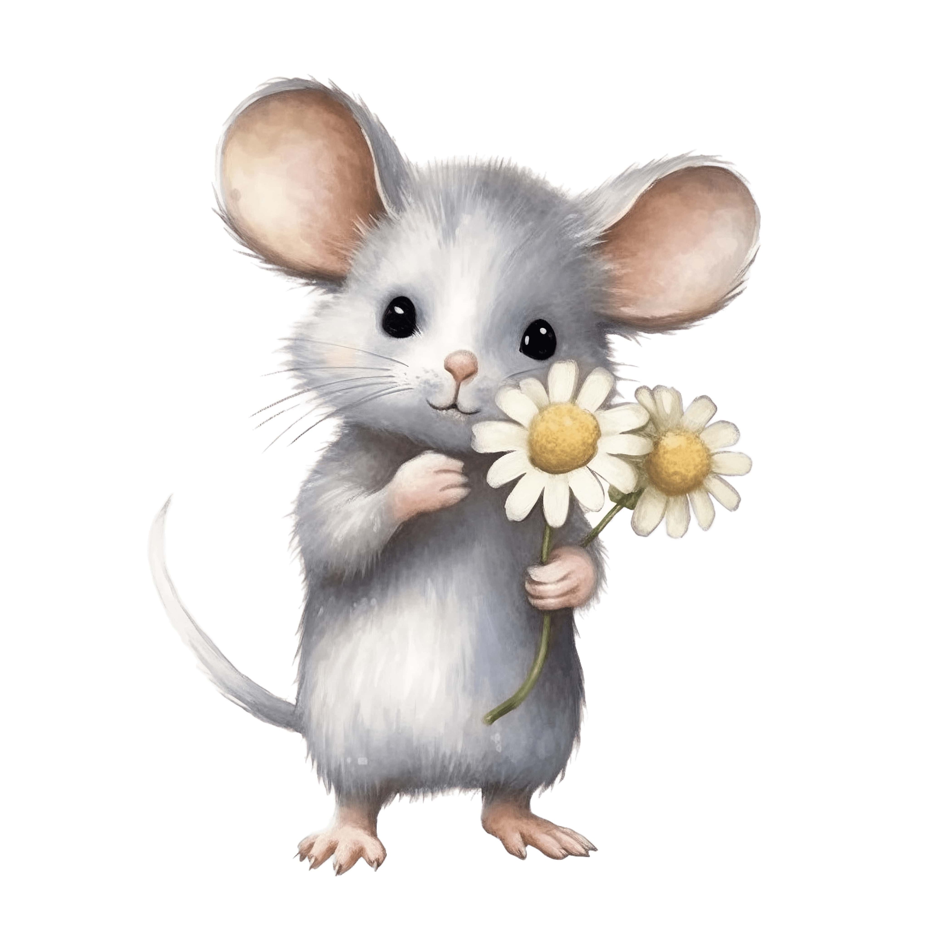 Niedliche Maus mit Blumen Clipart Blumen Maus Tier Clipart 10 ...