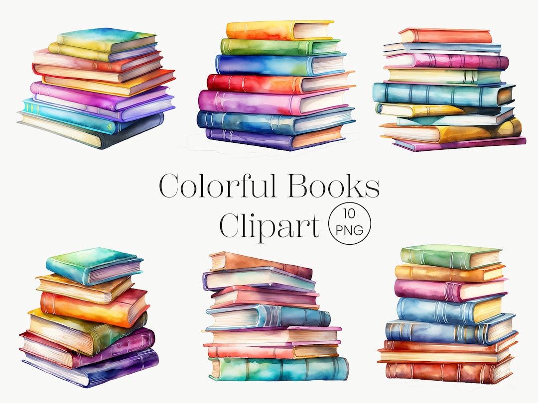 Watercolor Books Clipart | 10 PNG | Book Reading Education ...