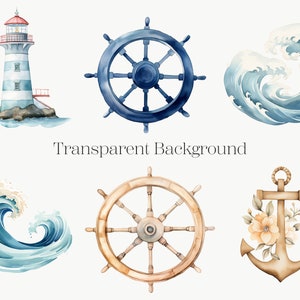 Nautical Clipart | 10 PNG | Watercolor Boho Clipart Sea Clipart Anchor ...