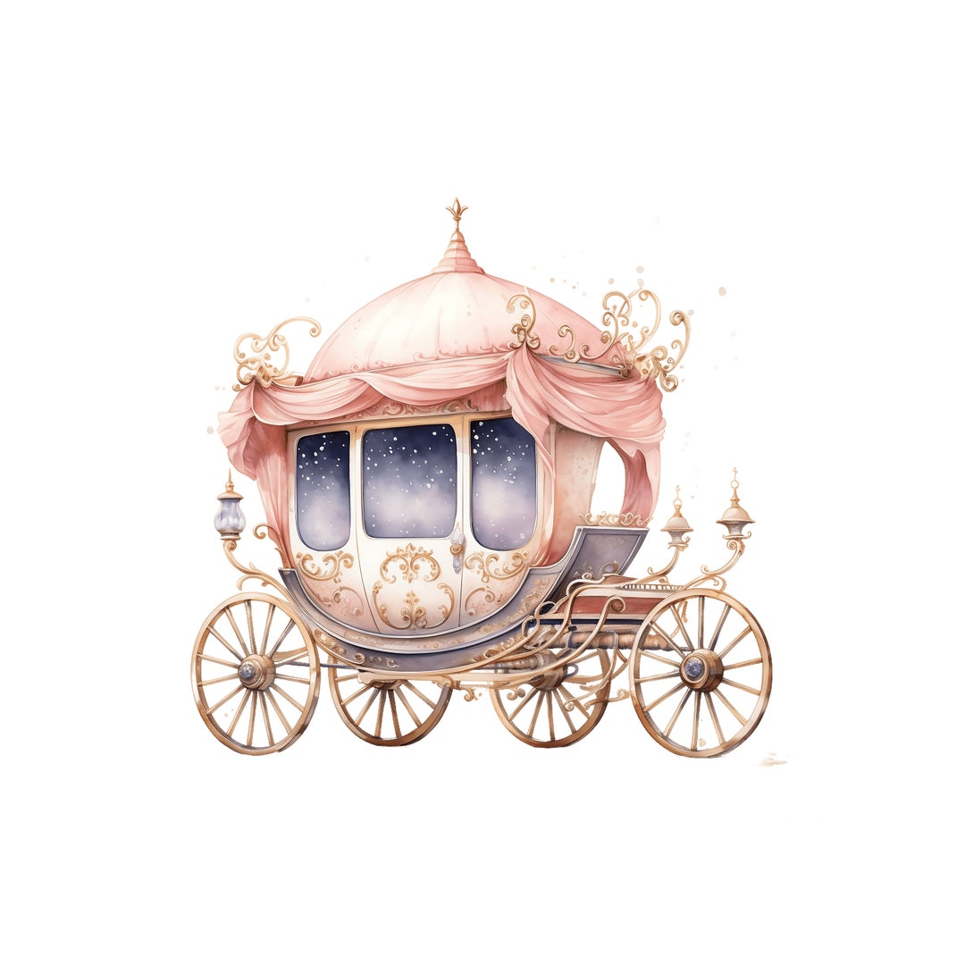 Watercolor Fairytale Carriage Clipart, 10 JPG, Princess Carriage ...