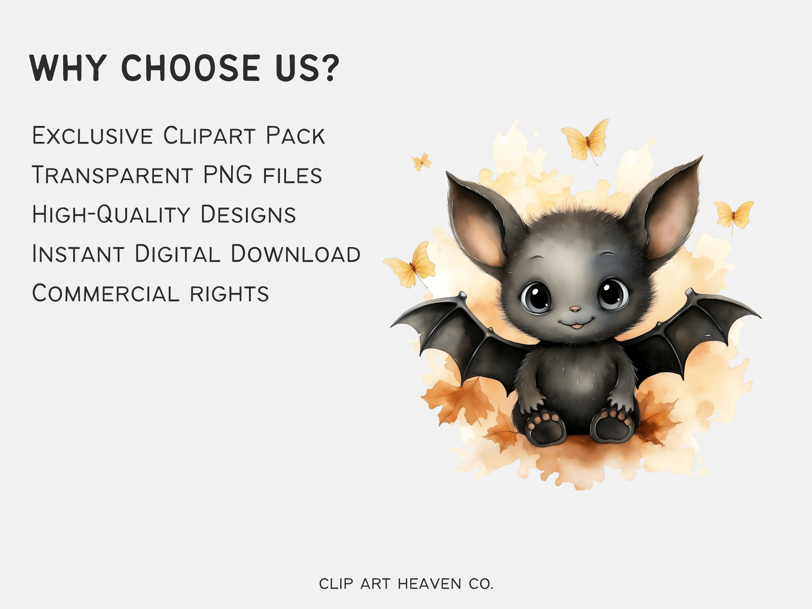 Halloween Bat Clipart Cute Bat PNG Spooky Collage Images - Etsy