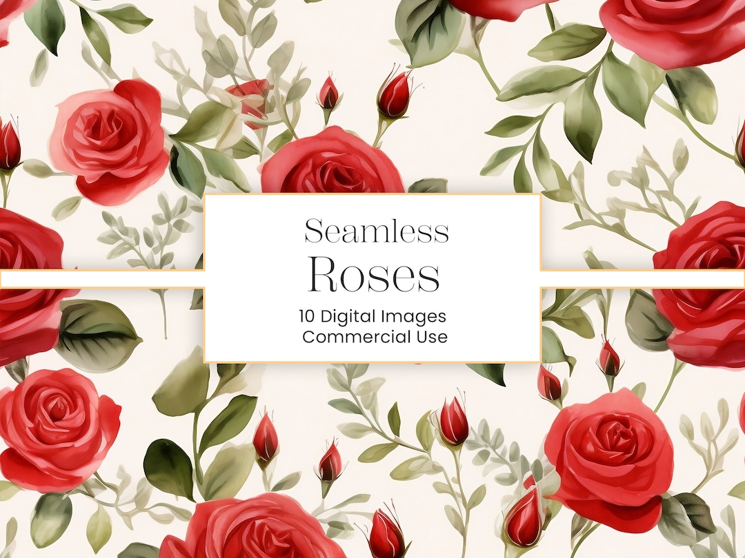 Seamless Roses Printable Paper | 10 JPG | Vintage Roses Seamless ...