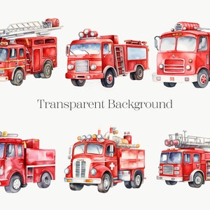 Watercolor Fire Truck 10 PNG Firefighter Clipart Fire Station ...