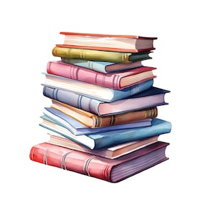 Colorful Books Clipart 10 JPG Watercolor Book Reading Education Painted ...