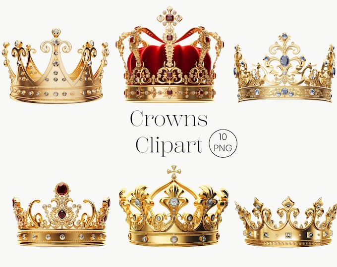 Gold Crowns Digital Clip Art Crown Royal Clipart Scrapbook School ...