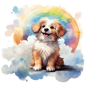 Dog Rainbow Watercolor Clipart, 10 JPG Pet Loss Clipart, Dog Heaven ...