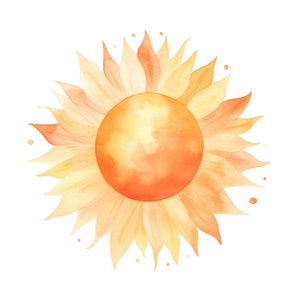 Watercolor Sun, Moon, Cloud Clipart | 10 JPG | Watercolor Weather Clip ...