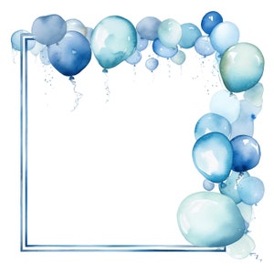 Watercolor Birthday Party Borders and Frames 10 JPG Clipart Bundle ...