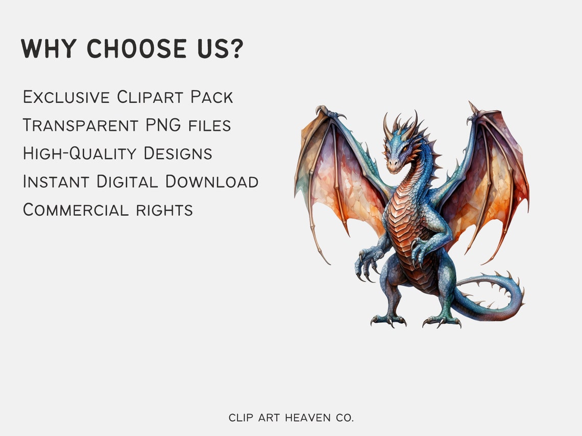 Dragons Clipart Bundle | 10 PNG | Dragon PNG Dragon Commercial Use ...