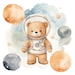 Watercolor Bear Astronaut Clipart: Boho Space Graphics (10 JPG) - Etsy