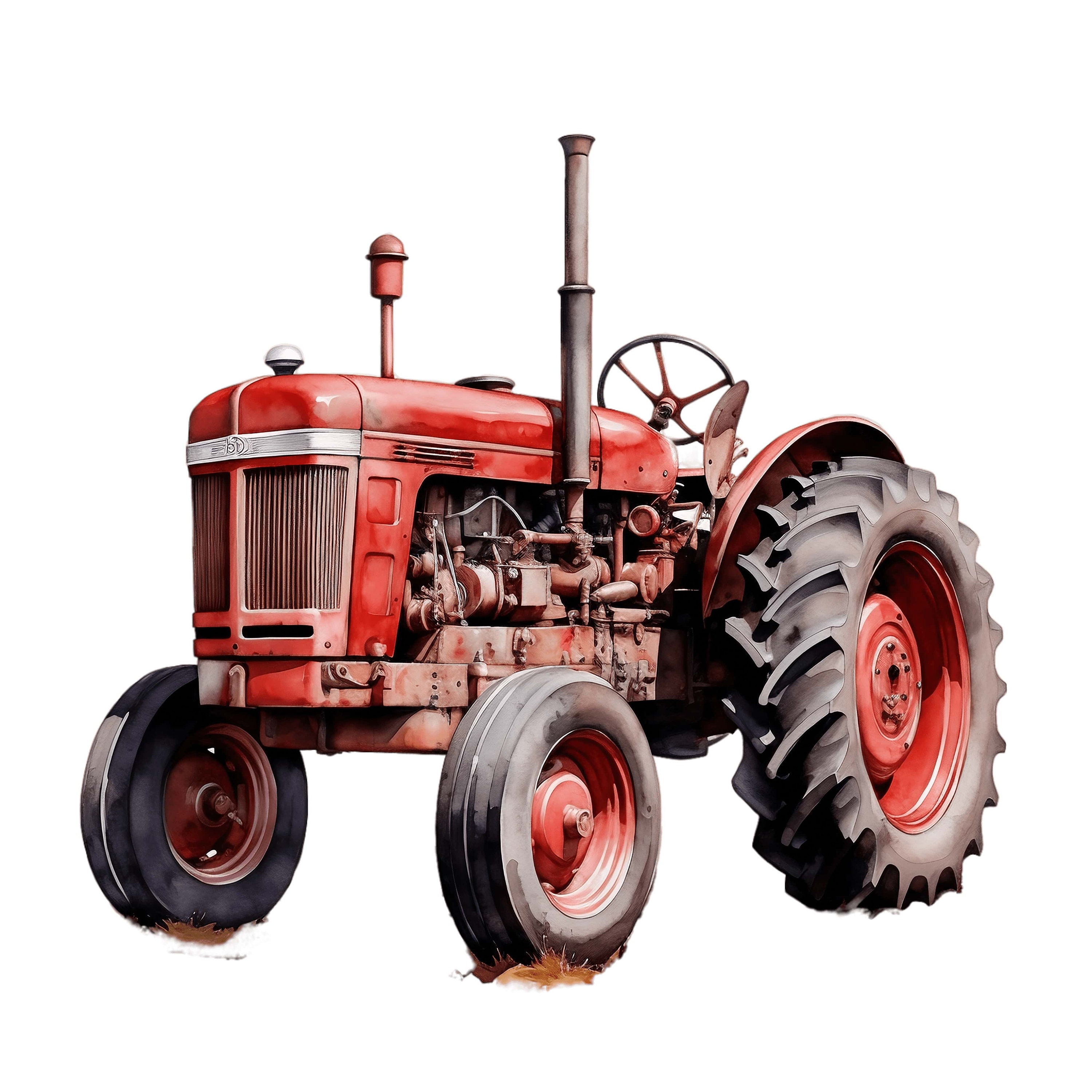 Vintage Red Tractor Clipart