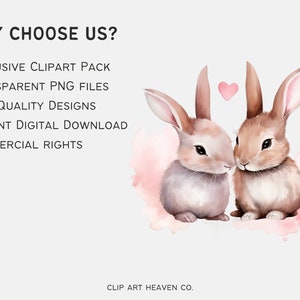 Bunny Love Clipart 10 PNG Watercolor Rabbit Clipart Printable ...