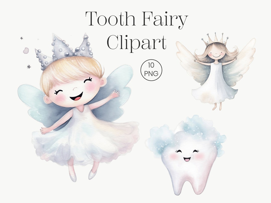 Watercolor Tooth Fairy Clipart | Fairytale PNG Graphics (digital ...
