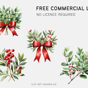 Mistletoe Clipart | 10 PNG | Watercolor Christmas Flower Clipart PNG ...