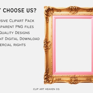 Pink Rococo Frames Clipart, 10 PNG Frames, Antique Baroque Vintage Clip ...