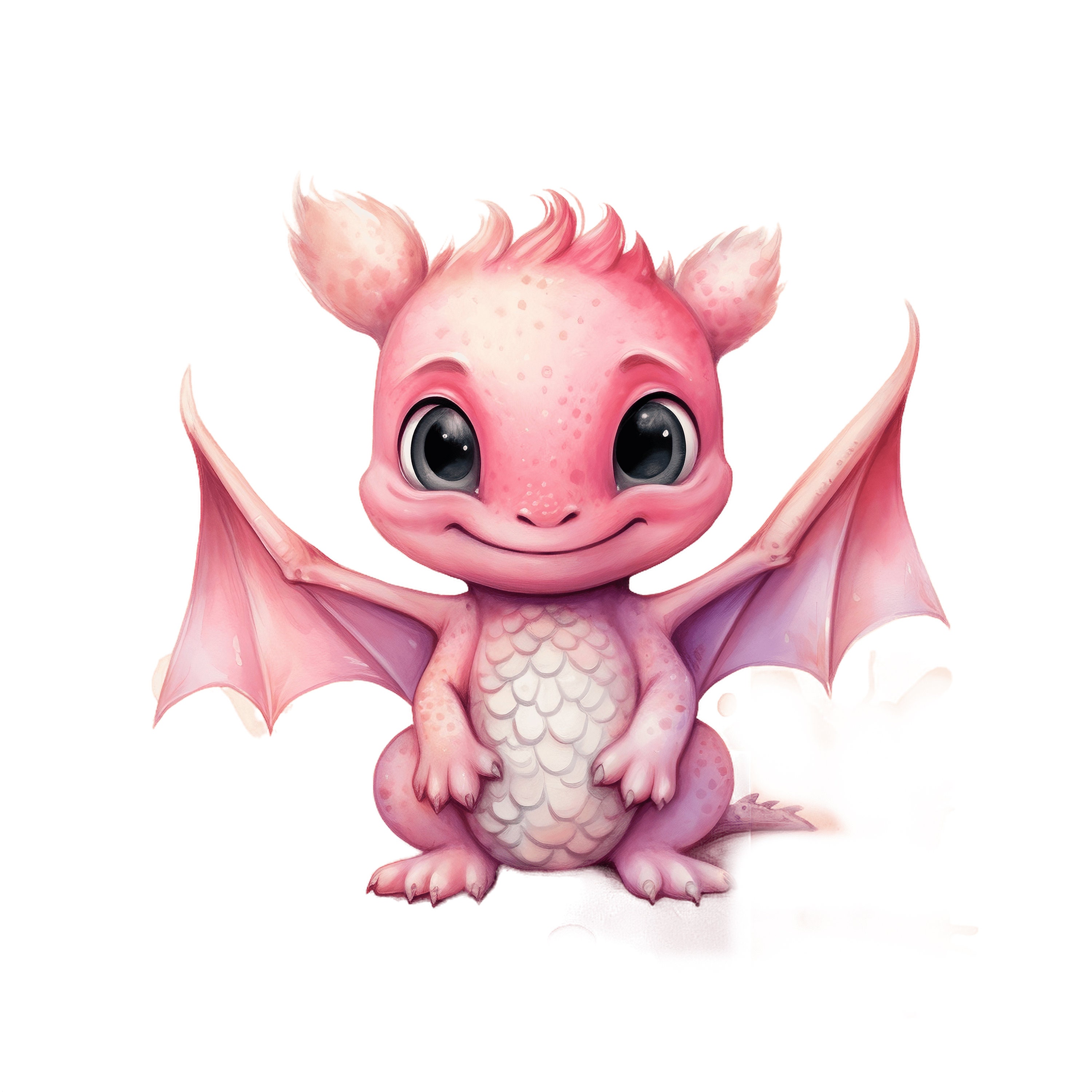 Cute Baby Dragon Clipart 10 JPG Watercolor Fantasy Pink Dragon Clipart ...