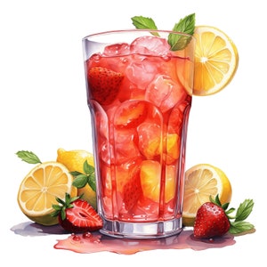 Strawberry Lemonade Clipart | 10 High Quality JPG | Summer Cocktail ...