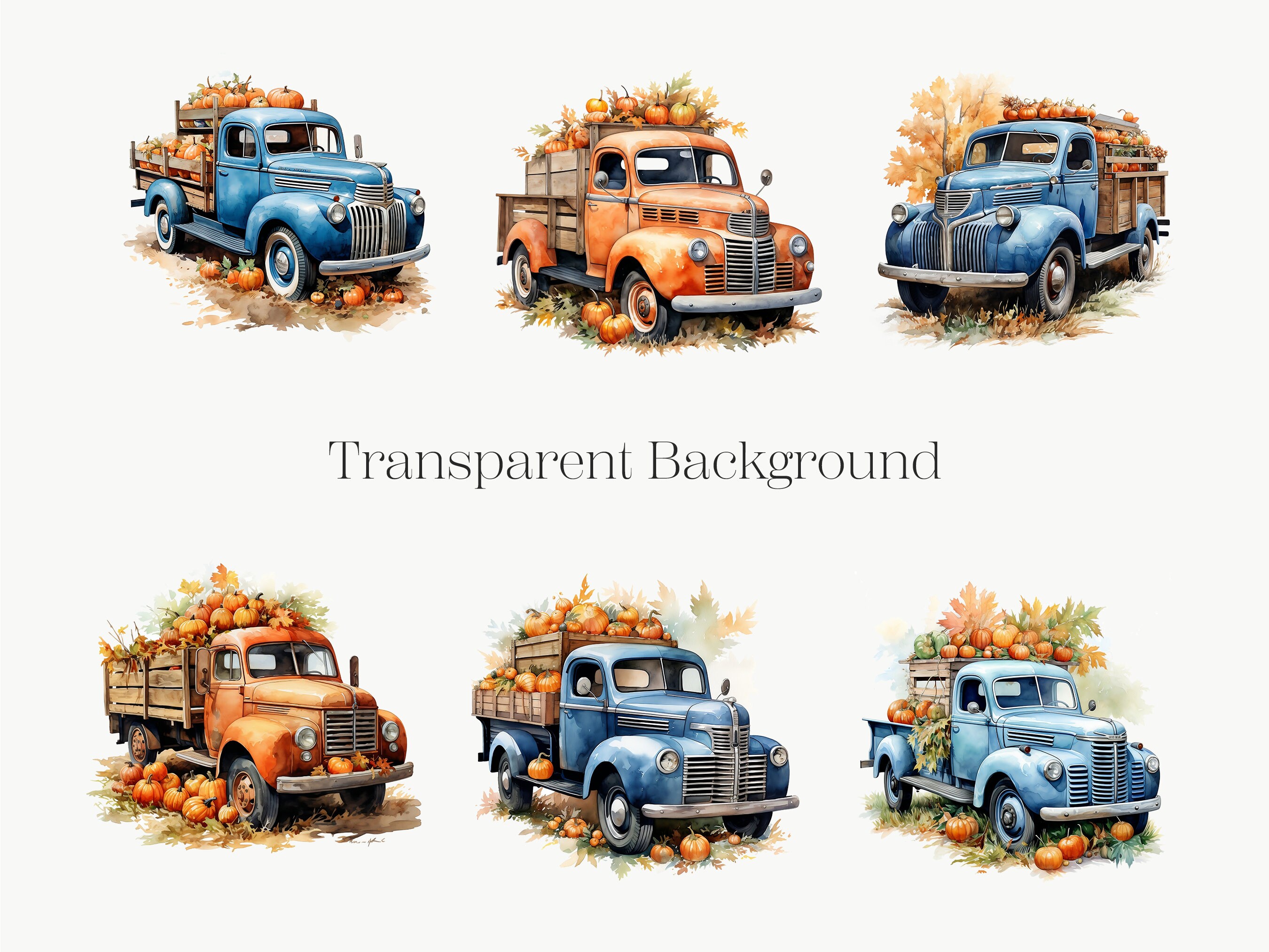 Truck With Pumpkins Clipart 10 High Quality Transparent PNG - Etsy
