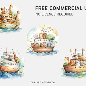 Watercolor Noah's Ark Watercolor Clipart, 10 PNG Noah's Ark Clipart ...