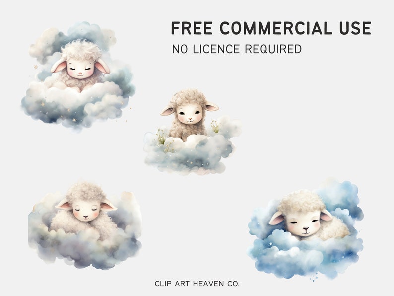 Watercolor Sheep Clipart | 10 PNG | Sleeping Baby Sheep Clipart Kids ...