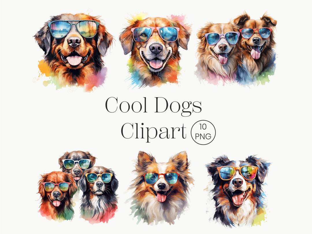 Cool Dogs Clipart, 10 Transparent PNG, Nursery Art, Digital Download ...