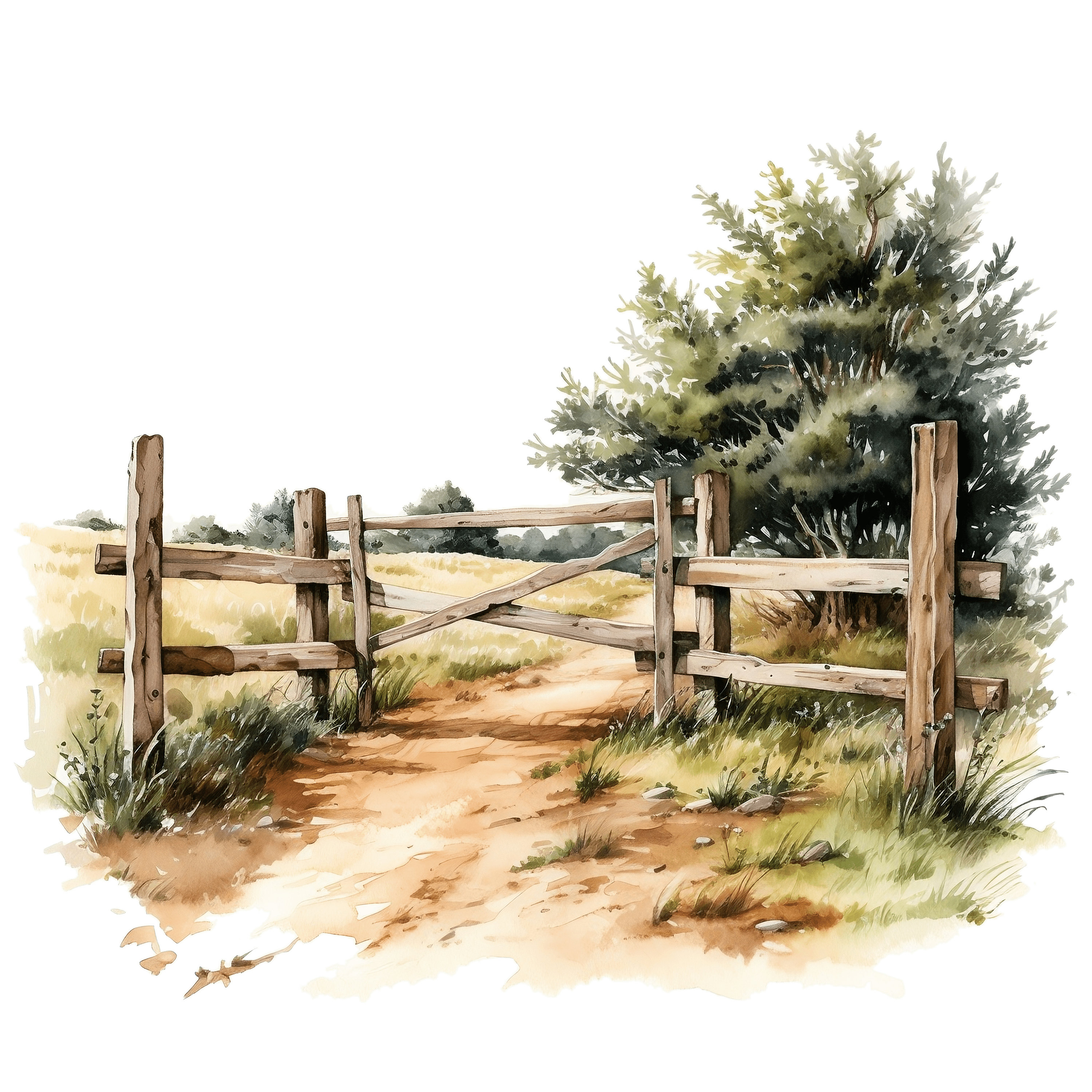 Watercolor Farm Fences Clipart 10 JPG Farmhouse Clipart - Etsy