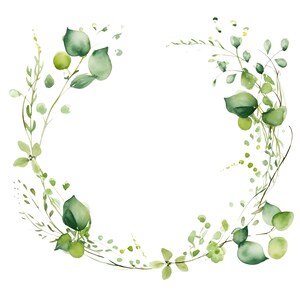 Watercolor Greenery Frames: Botanical Leaf Clipart (digital Download ...