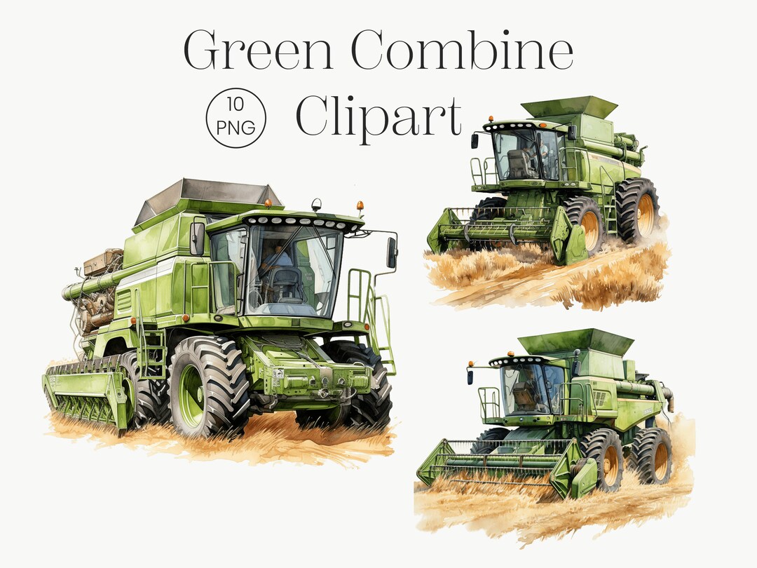 Combine Harvester Watercolor, Farming Vehicles Clipart, Farm Tractor ...
