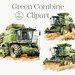Combine Harvester Watercolor, Farming Vehicles Clipart, Farm Tractor ...