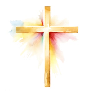 Watercolor Light Ray Cross 10 JPG Cross Clipart Heaven Watercolor Clip ...