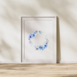 Watercolor Floral Wreath | Transparent PNG Blue Floral Wreath Clipart ...