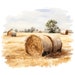 Bale of Hay Clipart Bundle | 10 JPG | Watercolor Farm Landscape ...