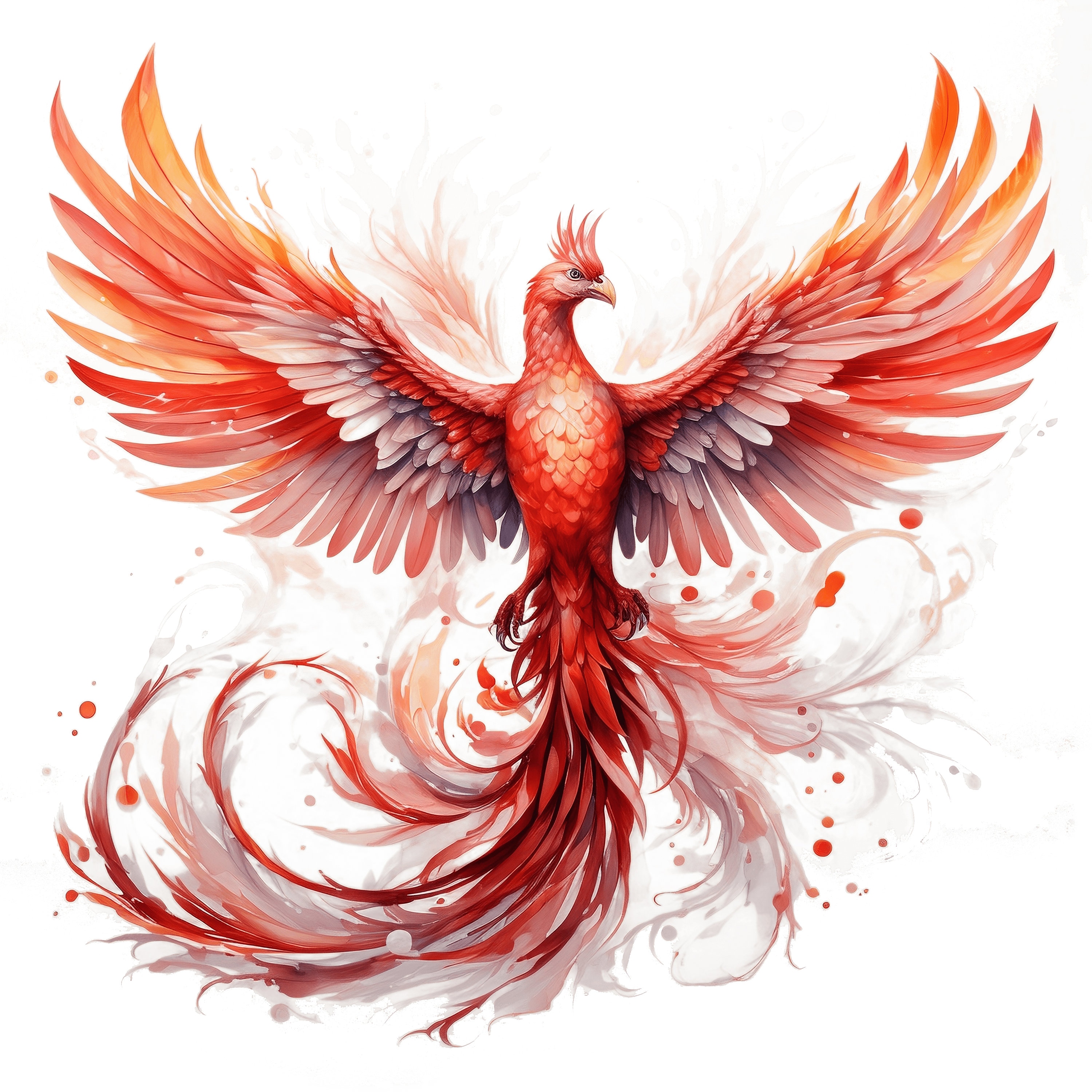 Watercolor Phoenix Clipart 10 JPG Magical Phoenix Bird Printable Gold ...