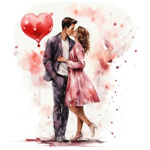Valentine Clipart 10 JPG Valentine's Day Romantic Watercolor Digital ...