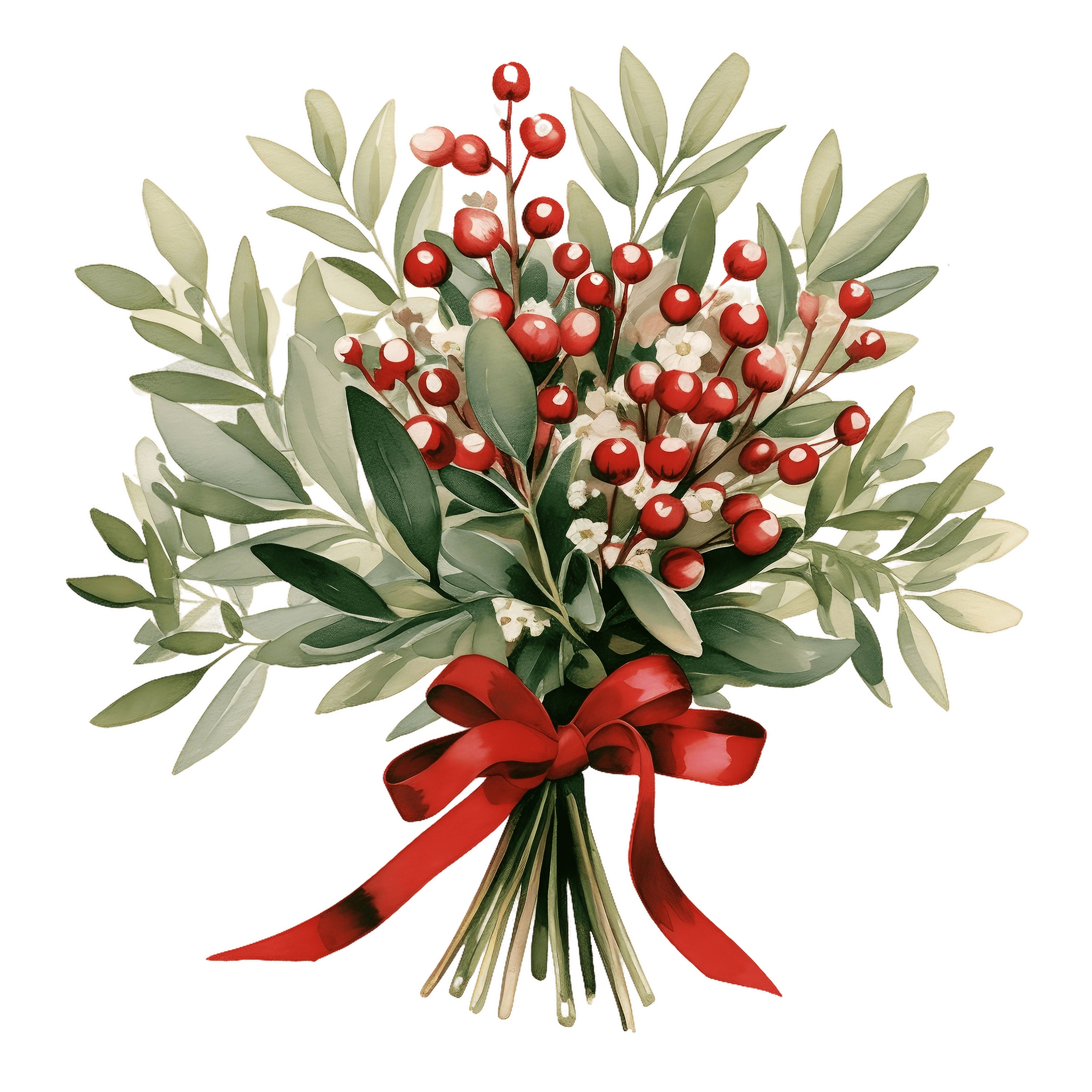 Maretak clipart | 10 JPG | Aquarel kerst bloem clipart jpg digitale ...