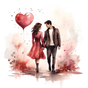 Valentine Clipart 10 JPG Valentine's Day Romantic Watercolor Digital ...