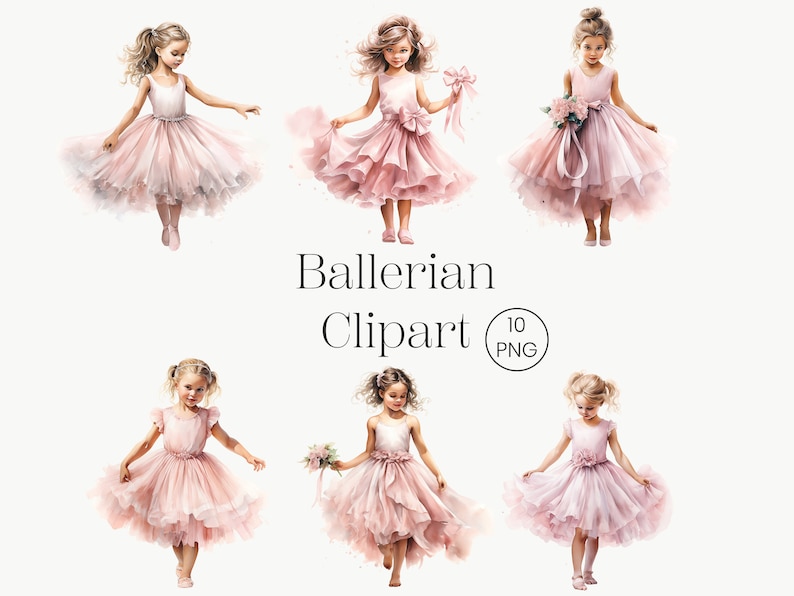 Little Girl Ballerina Clipart 10 PNG Cute Pink Ballet Dancer Printable ...