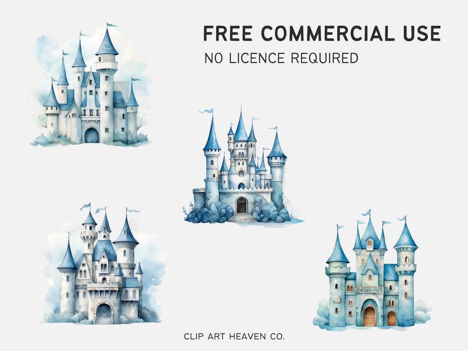 Blue Fairytale Castle Clipart | 10 Transparent PNG | Magic Kingdom ...